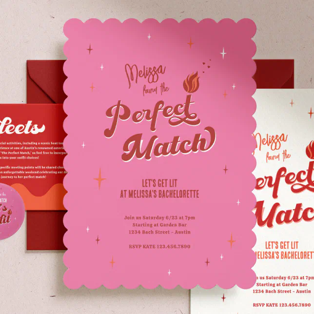 Perfect Match Bachelorette Party Invitation | Zazzle