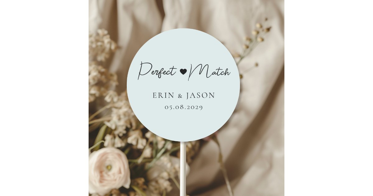 Perfect Match! Blue-Gray, Elegant, Simpel Classic Round Sticker | Zazzle