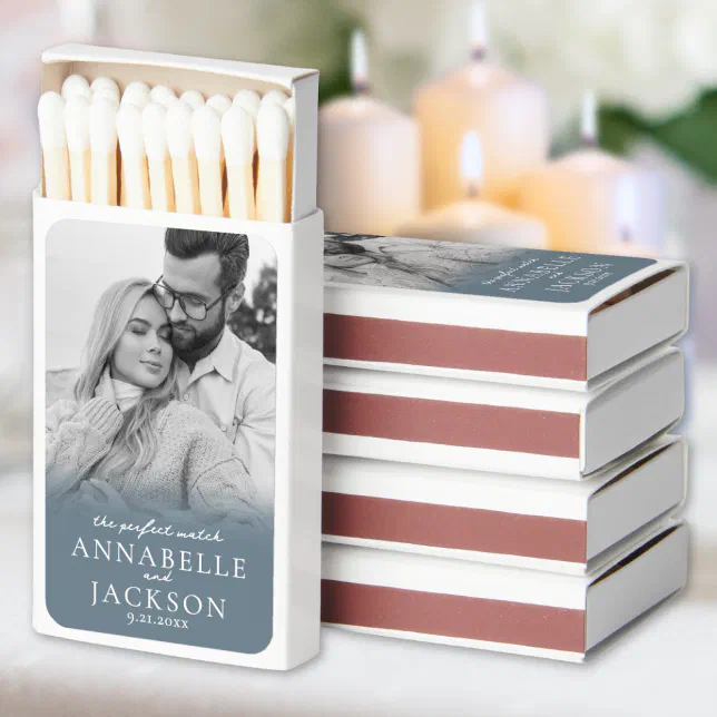 Perfect Match Blue Photo Wedding Favors | Zazzle