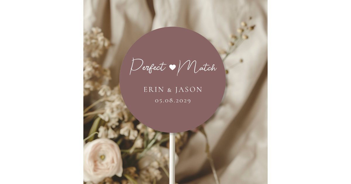 Perfect Match! Brown, Elegant, Simpel Classic Round Sticker | Zazzle