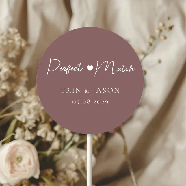 Perfect Match! Brown, Elegant, Simpel Classic Round Sticker | Zazzle
