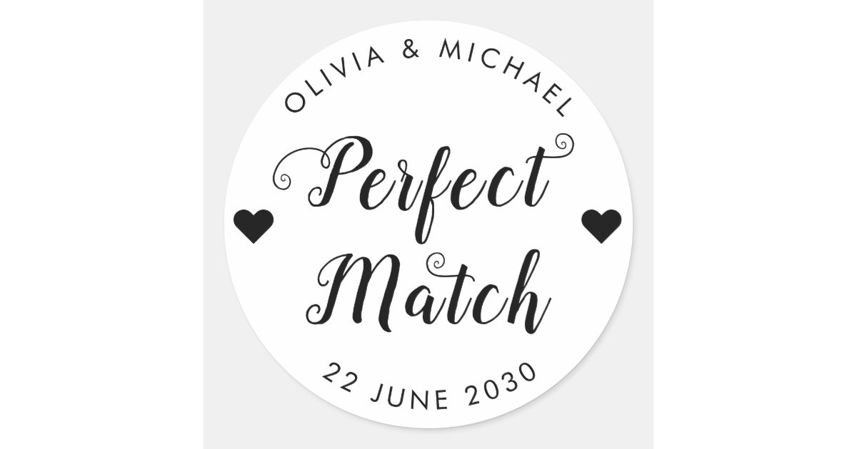 Perfect Match Matchbox Heart Wedding Favor Classic Round Sticker | Zazzle