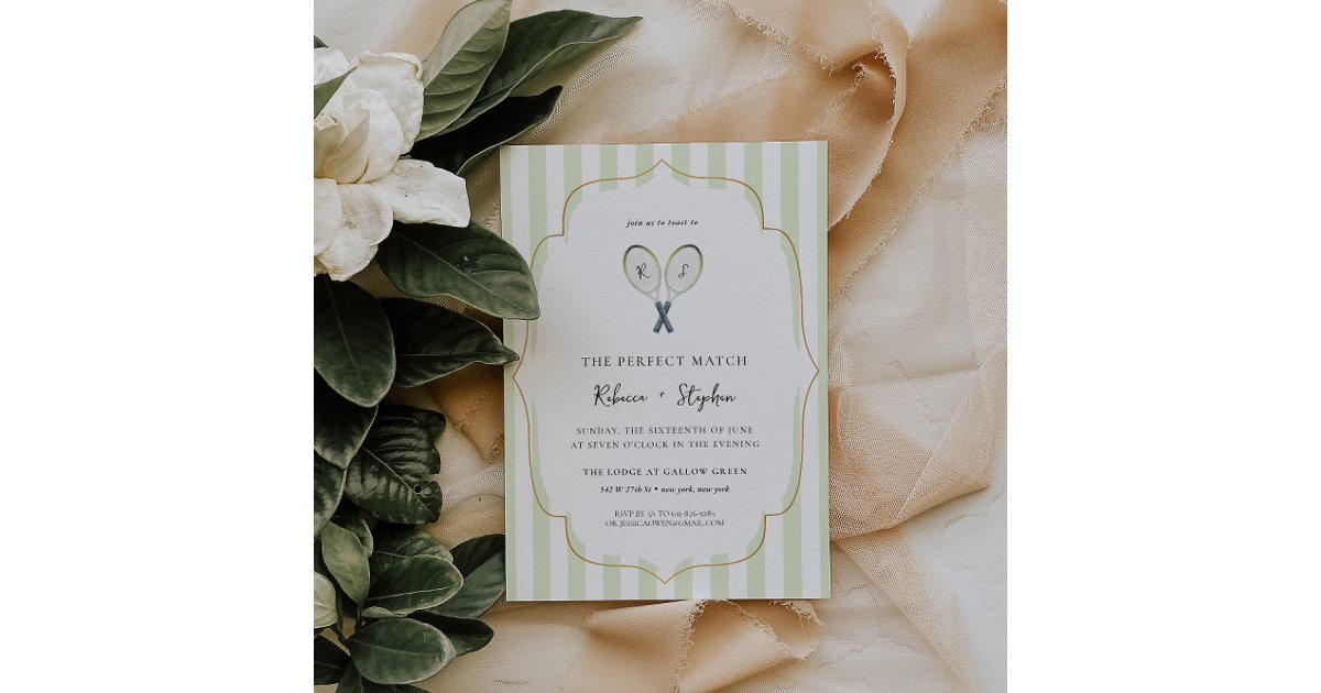 Perfect Match | Tennis Country Club Engagement Invitation | Zazzle