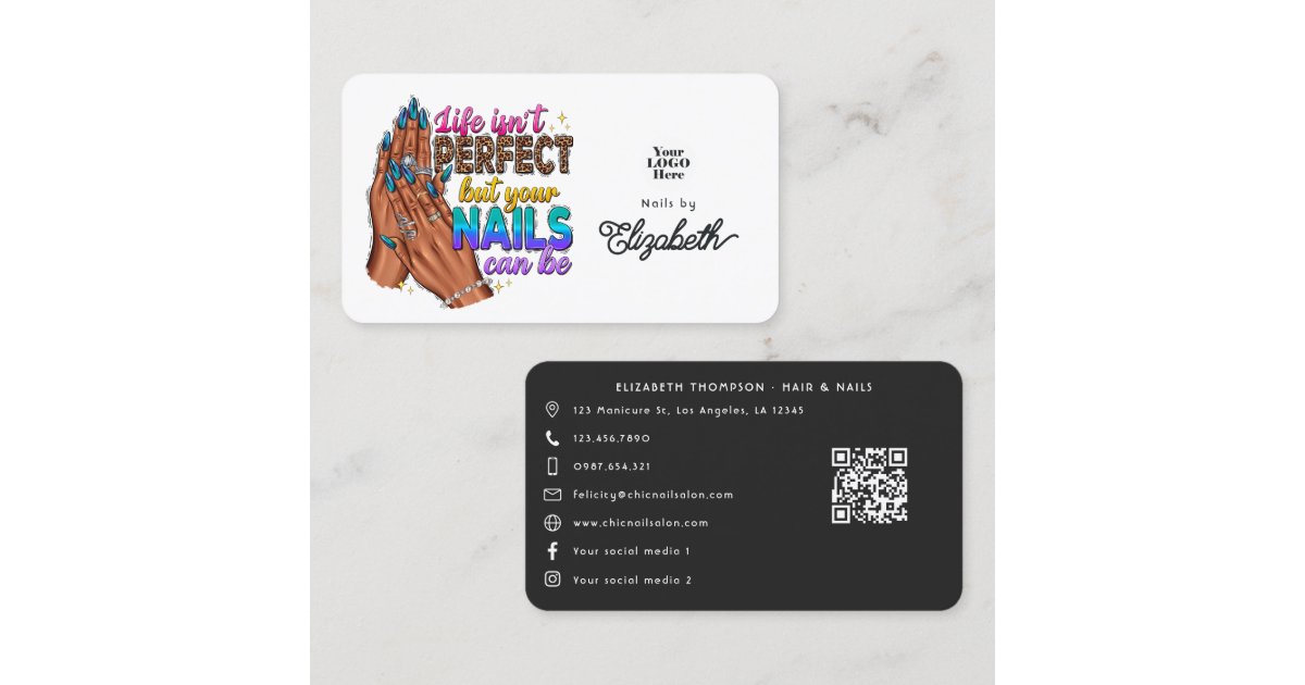 Perfect Nails Slogan Nail Salon Business Card | Zazzle