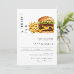 Perfect Pair Burgers Fries Couples Shower Invitation | Zazzle