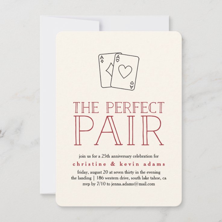Perfect Pair Casino Anniversary Party Invitation | Zazzle
