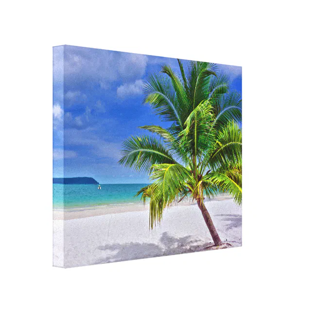 Perfect Palm Tree Tropical Island Beach Canvas Print | Zazzle