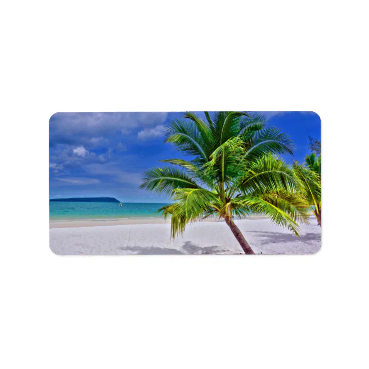 Perfect Palm Tree Tropical Island Beach Label | Zazzle