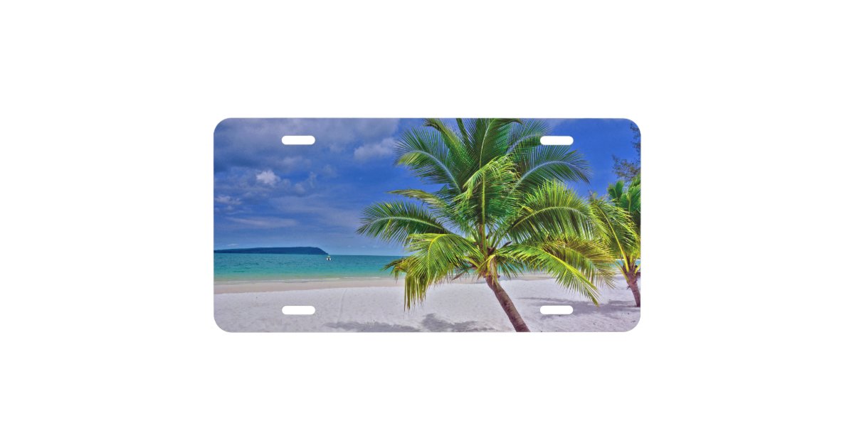 Perfect Palm Tree Tropical Island Beach License Plate | Zazzle