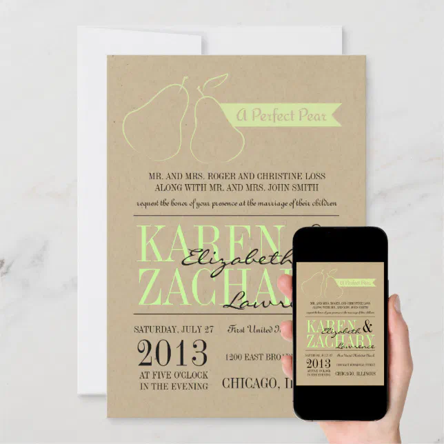 Perfect Pear Wedding Invitation | Zazzle