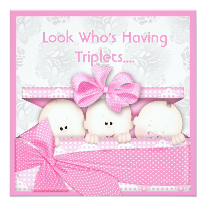 PERFECT PINK TRIPLETS GIRLS BABY SHOWER INVITATION | Zazzle.com