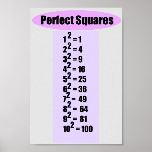 Perfect Square Chart 10 Poster | Zazzle