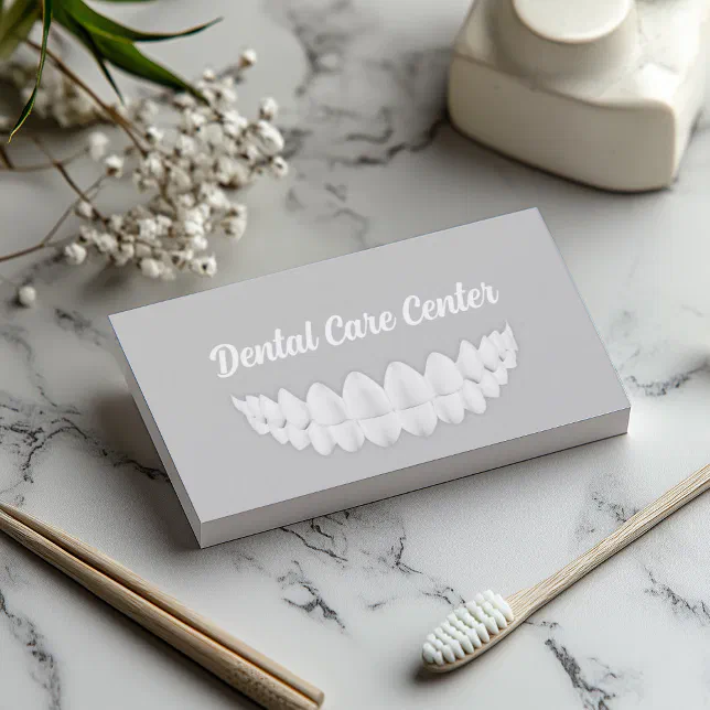 Perfect White Smile Simple Grey Dentistry Card | Zazzle