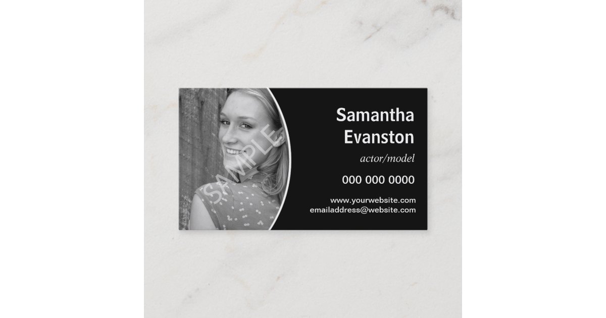 Performers Headshot Curved Black Business Card | Zazzle