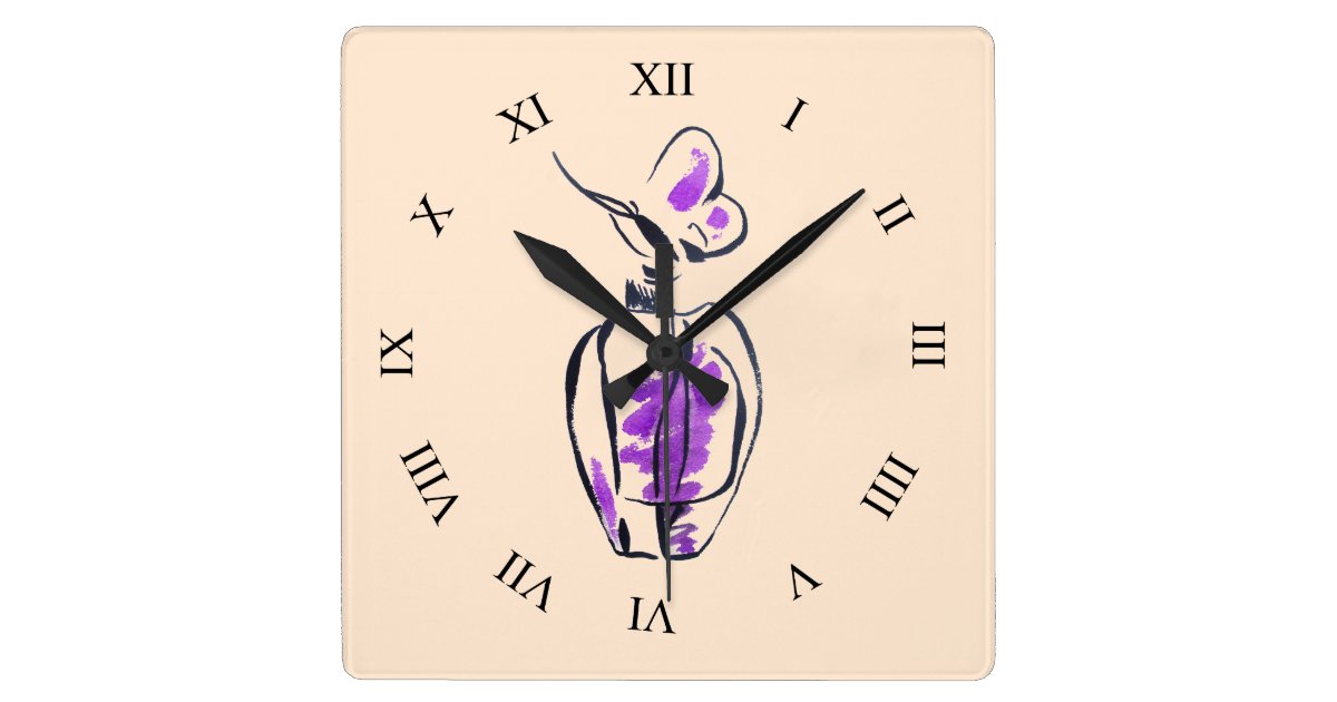 Perfume bottle fashion illustration pop art square wall clock | Zazzle.com