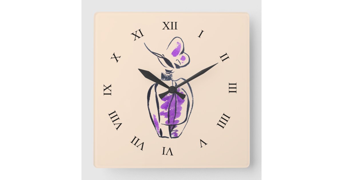 Perfume bottle fashion illustration pop art square wall clock | Zazzle