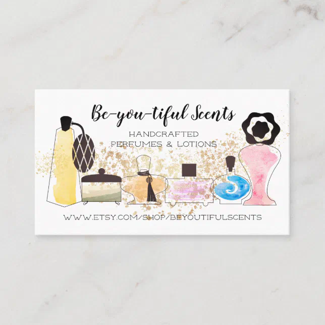 Perfume bottles scent lotions business card | Zazzle