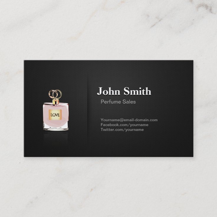 Perfume Sales - Professional Black Business Card | Zazzle