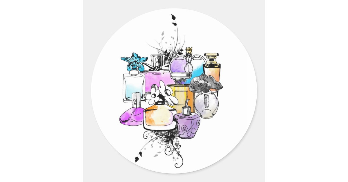 Perfumes Art Classic Round Sticker | Zazzle