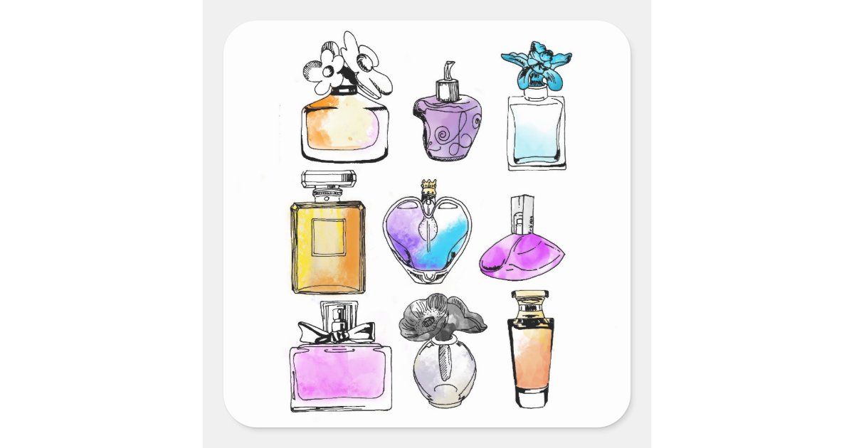 Perfumes Art Square Sticker | Zazzle