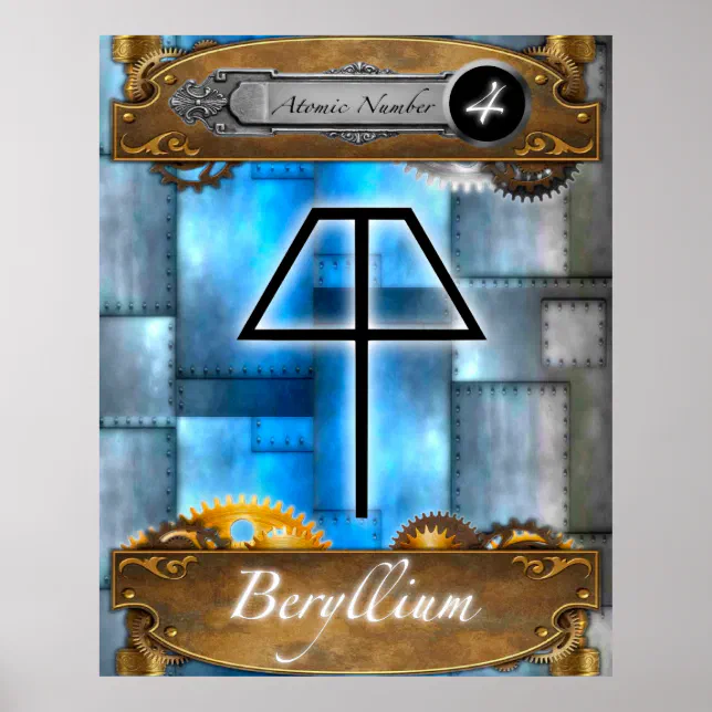 Periodic Table Beryllium Atomic Number #4 Poster | Zazzle