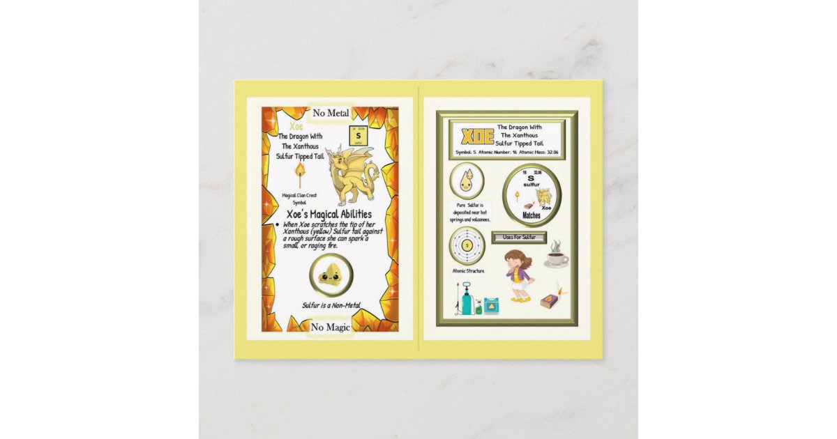Periodic Table Dragon - Sulfur Postcard | Zazzle