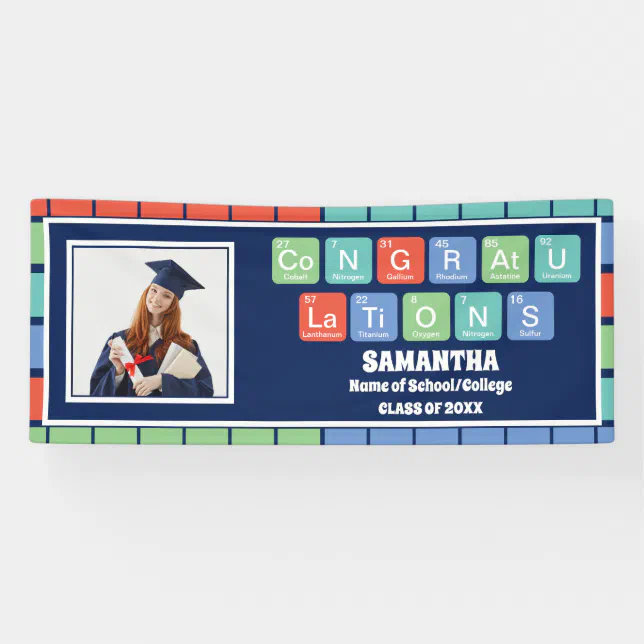 Periodic Table Elements 2025 Graduation Photo Banner | Zazzle