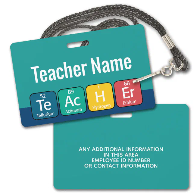 Periodic Table Elements Spelling Teacher Badge | Zazzle