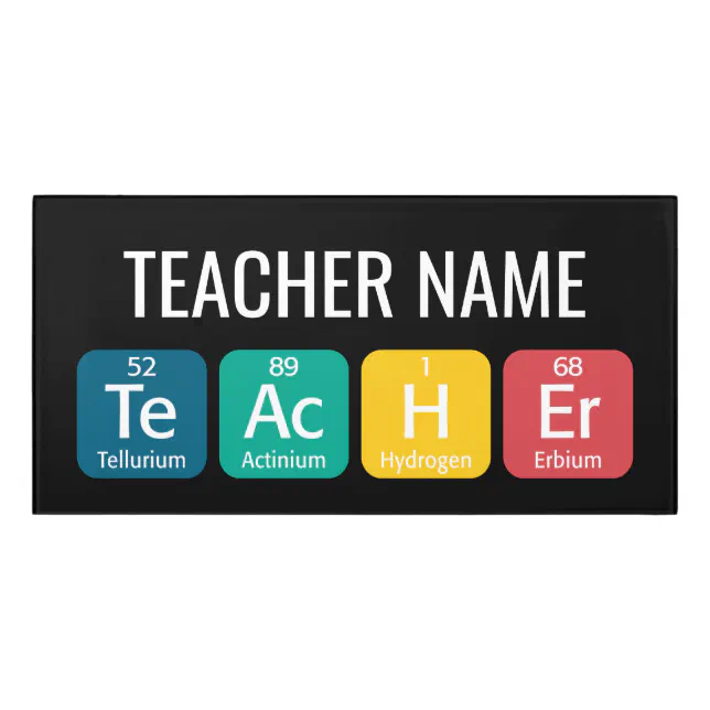 Periodic Table Elements Spelling Teacher - black Door Sign | Zazzle