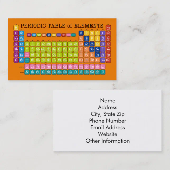 Periodic Table of Elements Business Card | Zazzle
