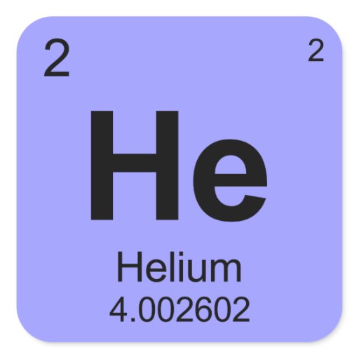 Periodic Table of Elements (Helium) Square Sticker | Zazzle