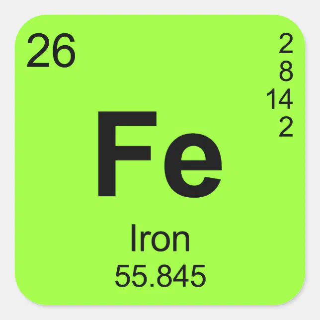 Periodic Table of Elements (Iron) Square Sticker | Zazzle