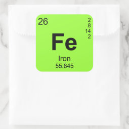 Periodic Table of Elements (Iron) Square Sticker | Zazzle