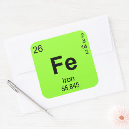 Periodic Table of Elements (Iron) Square Sticker | Zazzle