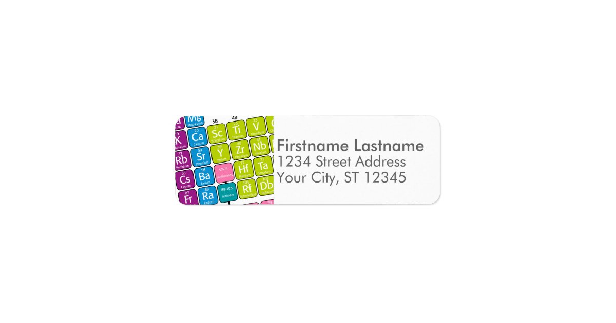 Periodic Table of Elements Label | Zazzle