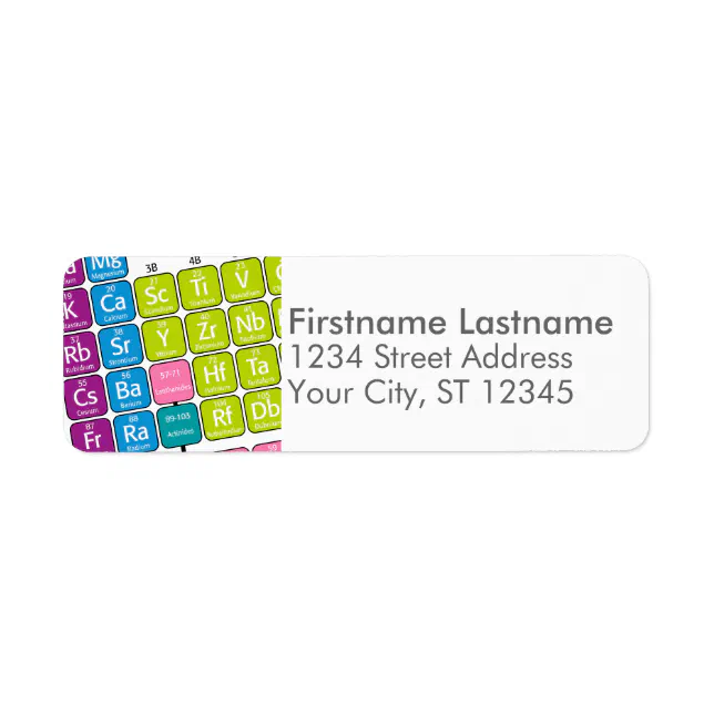 Periodic Table of Elements Label | Zazzle