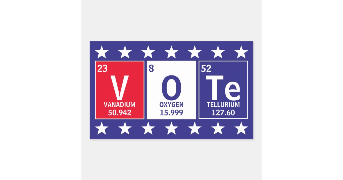 Periodic Table of Elements Spell Vote Rectangular Sticker | Zazzle