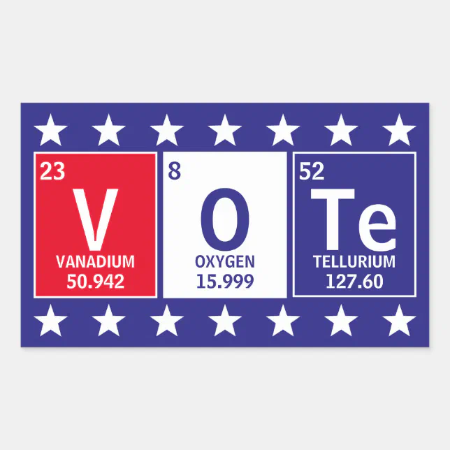 Periodic Table of Elements Spell Vote Rectangular Sticker | Zazzle