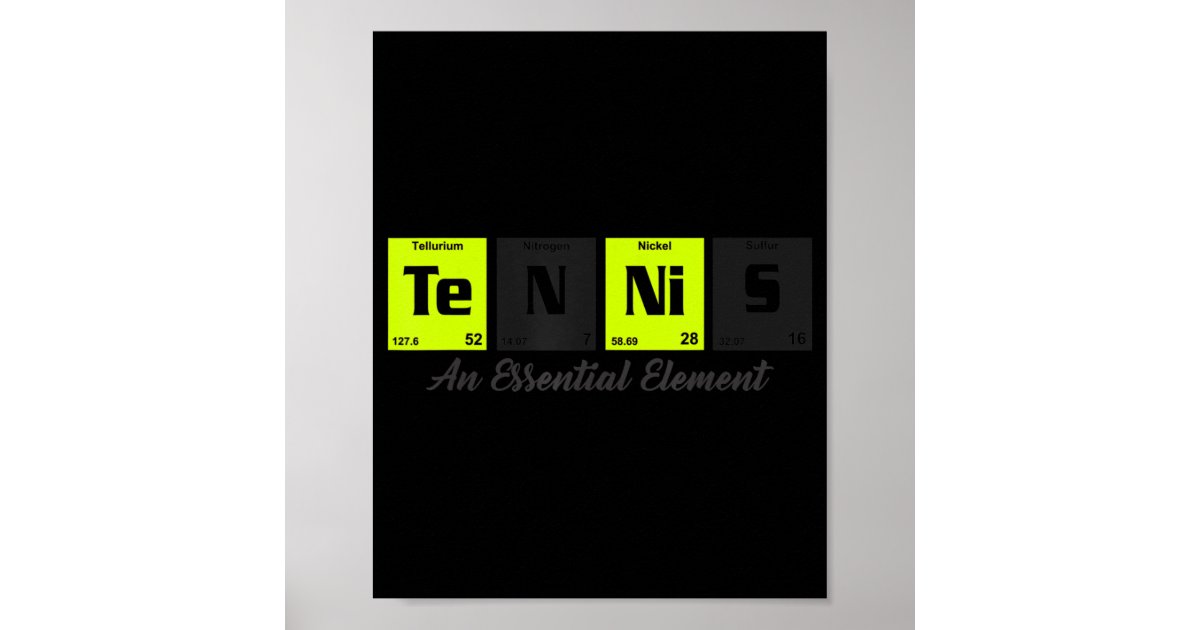 Periodic table of elements Tennis Player gift for Poster | Zazzle