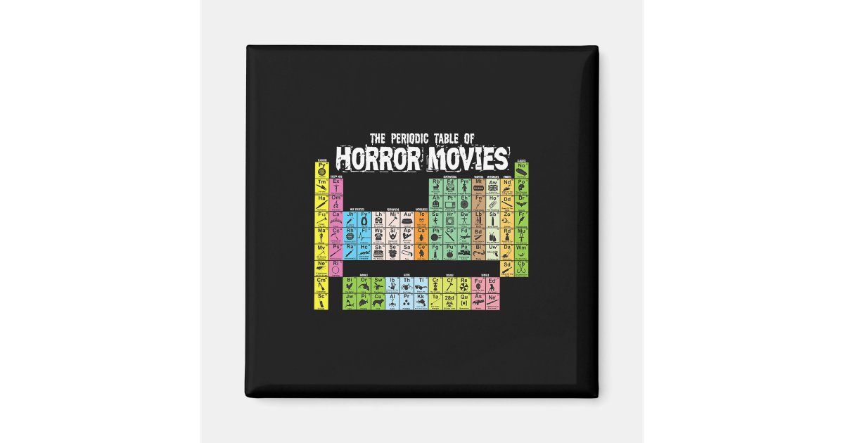 Periodic Table Of Horror Movies Chemistry Science Magnet | Zazzle
