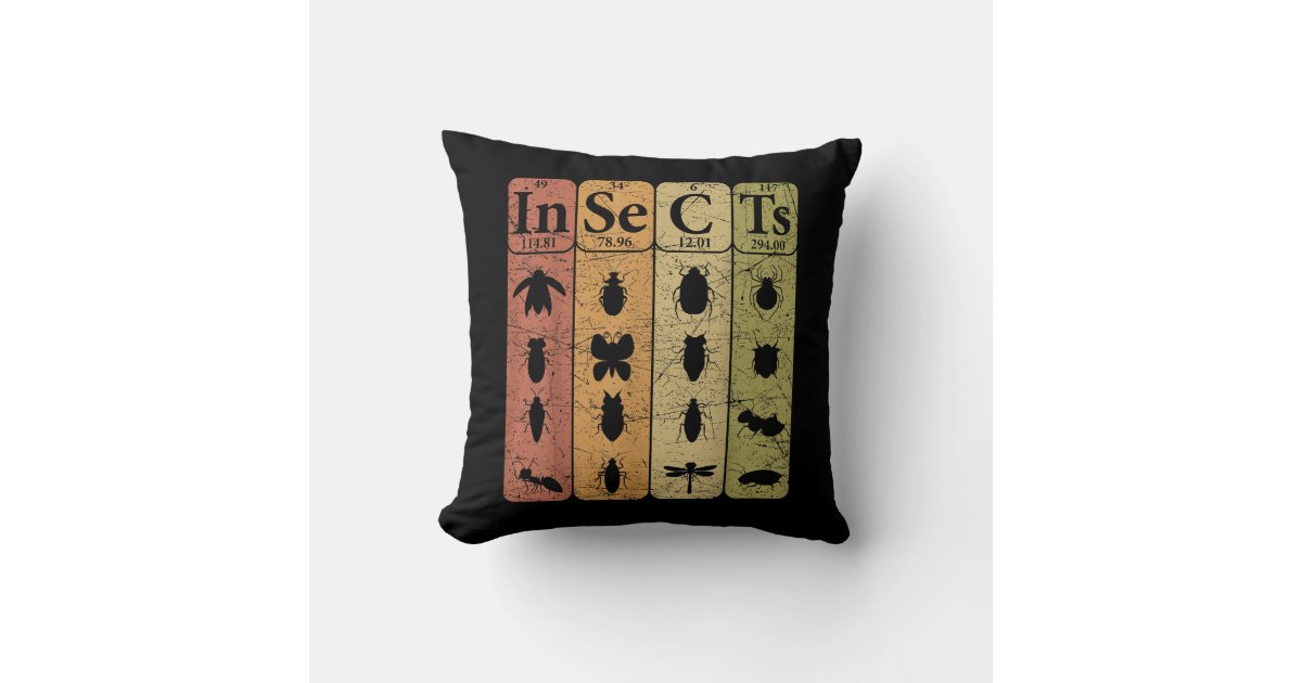 Periodic Table of Insects - Retro Entomologist Gif Throw Pillow | Zazzle