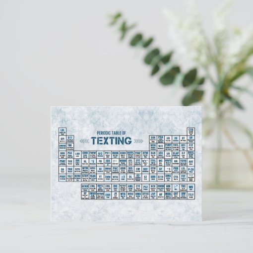 Periodic Table of Texting (Blue) Postcard | Zazzle