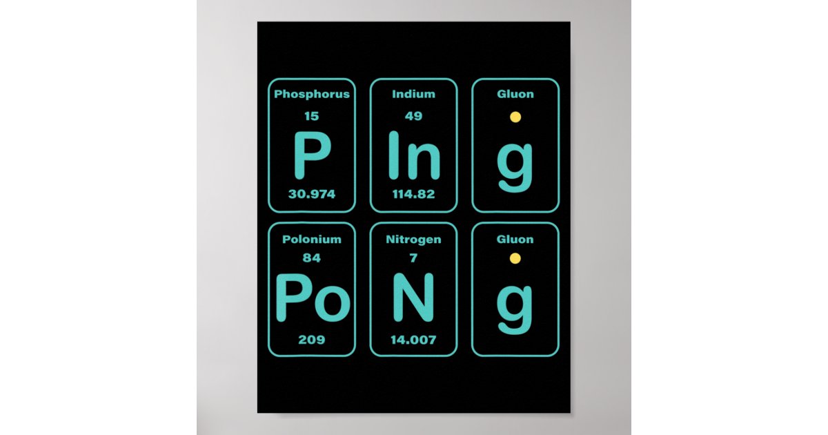 Periodic Table Ping Pong Fun Poster | Zazzle