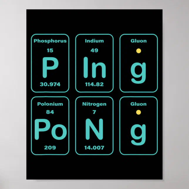 Periodic Table Ping Pong Fun Poster | Zazzle