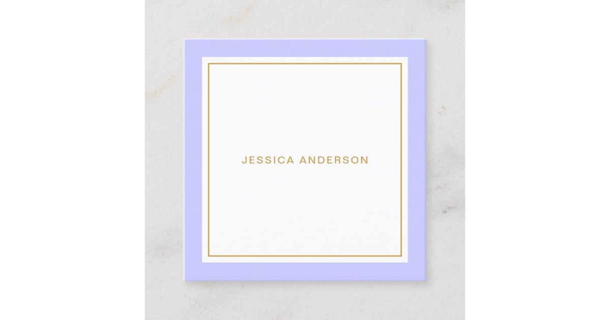 Periwinkle And Gold Elegant Feminine Square Business Card | Zazzle