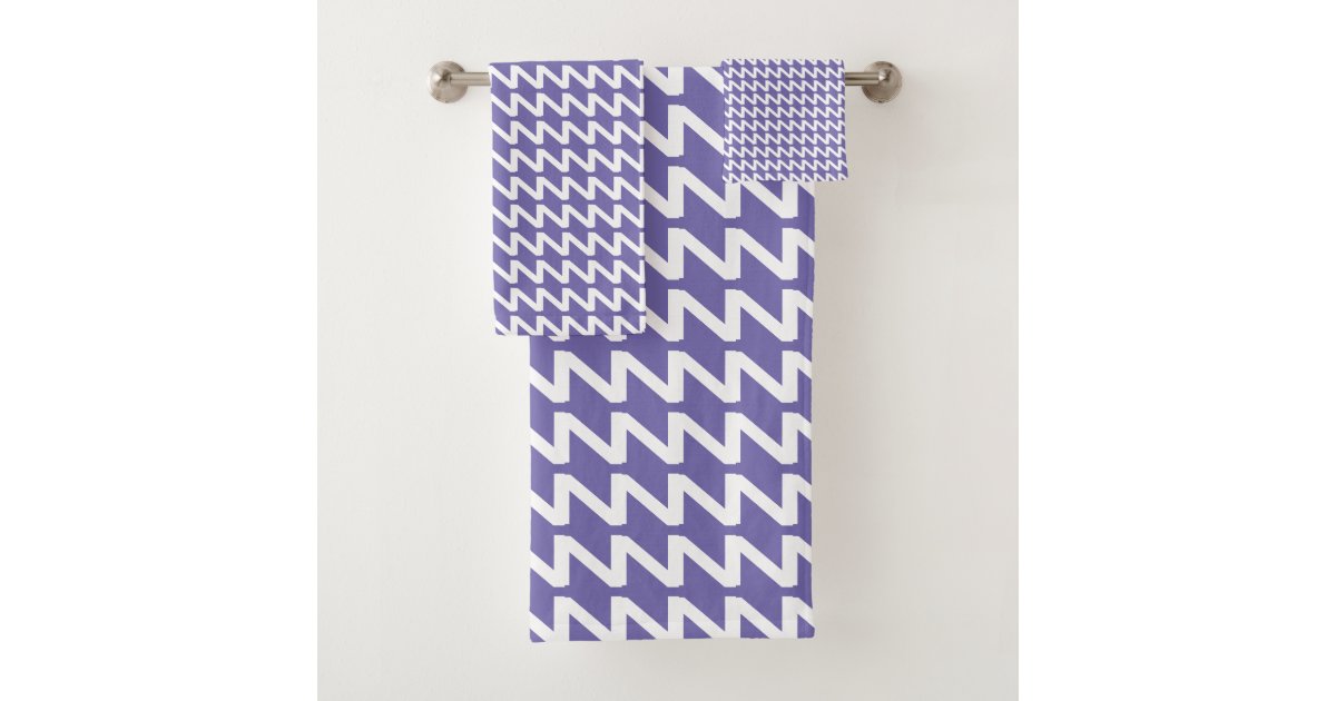 Periwinkle and white Modern Sharp Waves Bath Towel Set | Zazzle