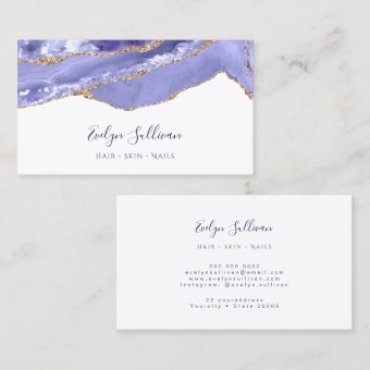 Periwinkle blue agate business card | Zazzle