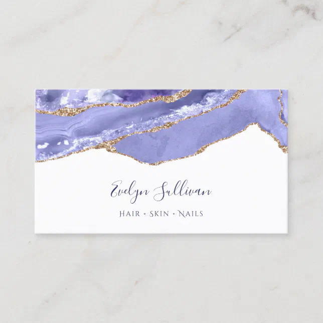 Periwinkle blue agate business card | Zazzle