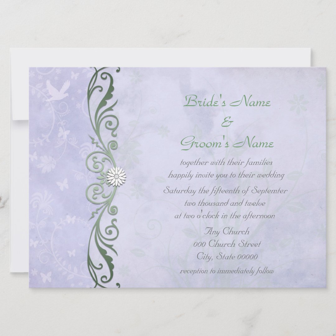Periwinkle Blue Floral Spring Wedding Invitation | Zazzle