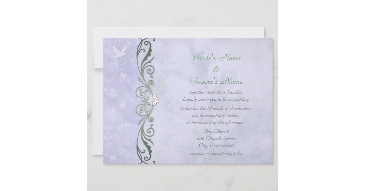 Periwinkle Blue Floral Spring Wedding Invitation | Zazzle
